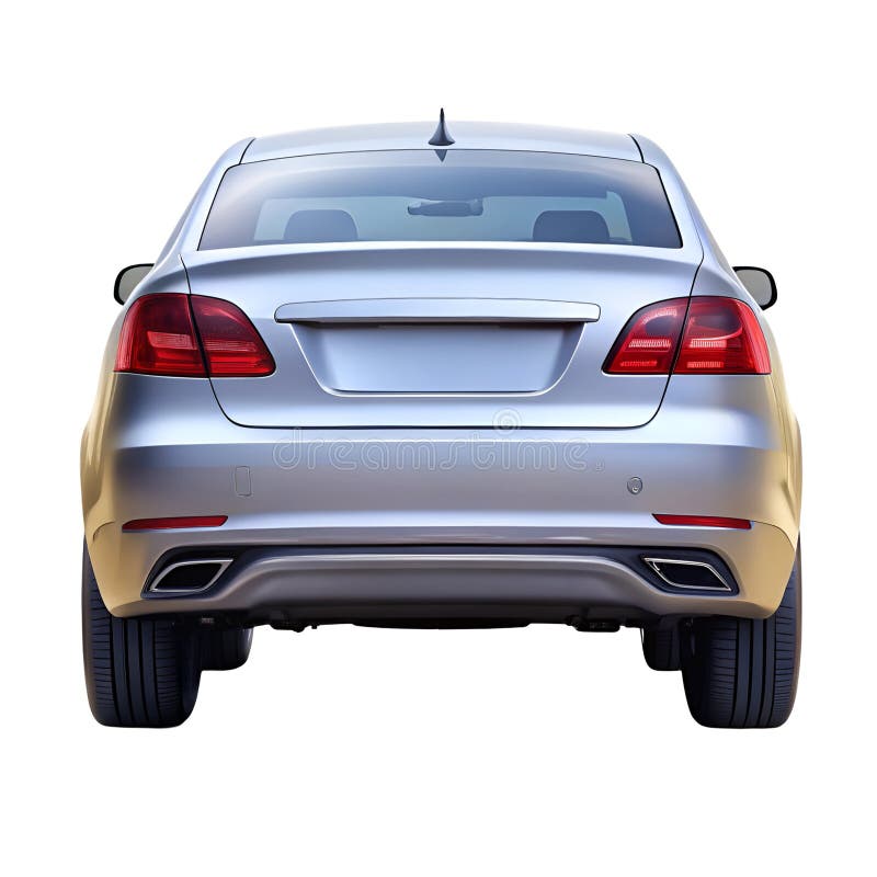 Silver Sedan Rear View Isolated White Background Silver Car Stock ...