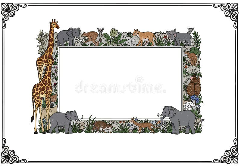 Animal border clip art stock vector. Illustration of habitat - 367276819