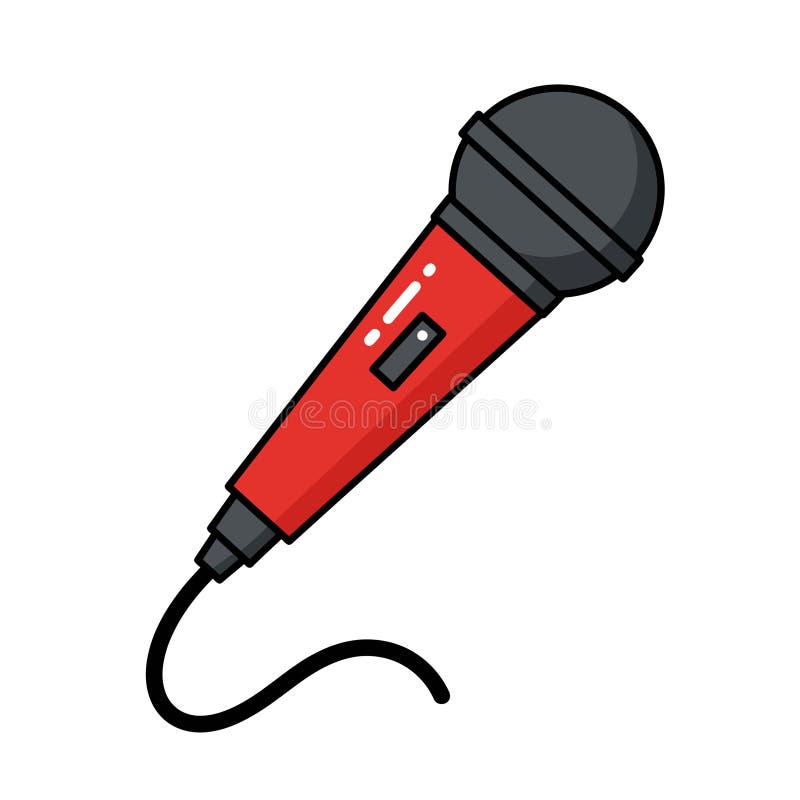 Singer with Microphone, Graphic Black and White Drawing Stock ...