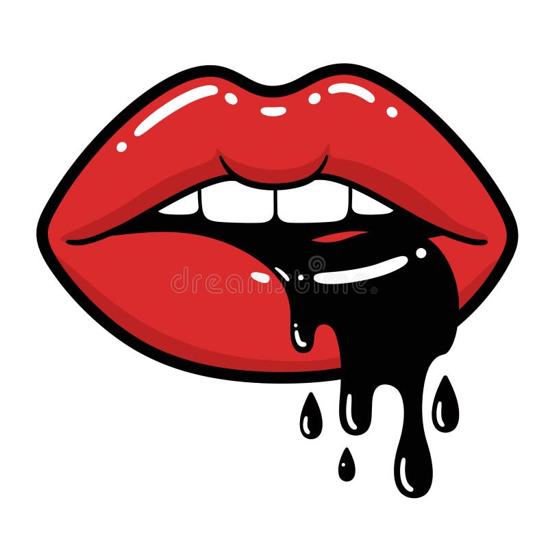 Drip lips clip art stock vector. Illustration of expressive - 371781945