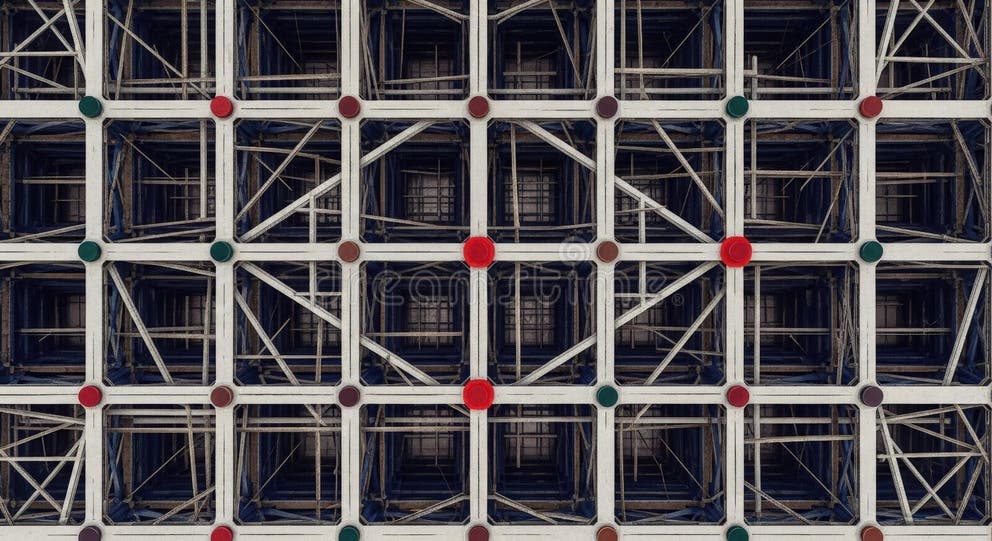 Scaffolding Grid with Colored Markers Abstract View Stock Illustration ...