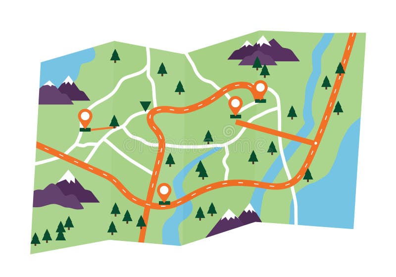 Clip art road map stock vector. Illustration of terrain - 363147064