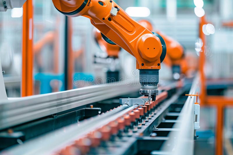 This Image Shows a Robotic Arm in an Automated Manufacturing Assembly ...