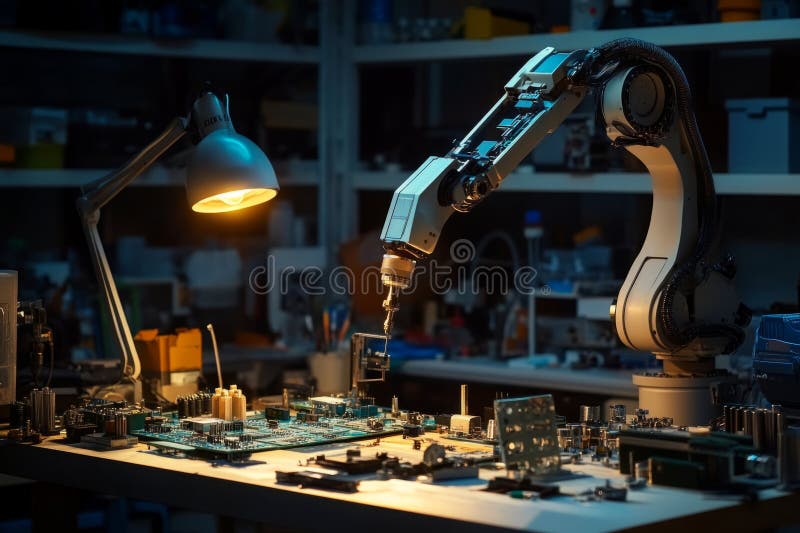 Robotic Arm Assembling Circuit Boards Workshop Stock Photos - Free ...