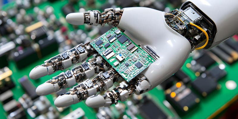 Robotic Hand Assembling Circuit Board Stock Illustration - Illustration of complex, digital ...