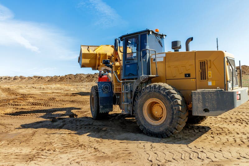 Powerful Construction Bulldozer in Action on Building Site Stock Image ...