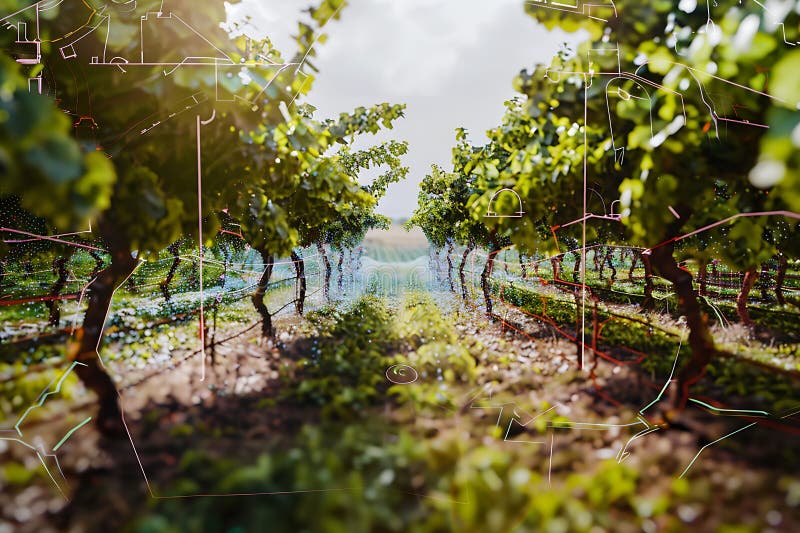 Vineyard Rows, Precision Agriculture, Smart Farming Technology Stock ...