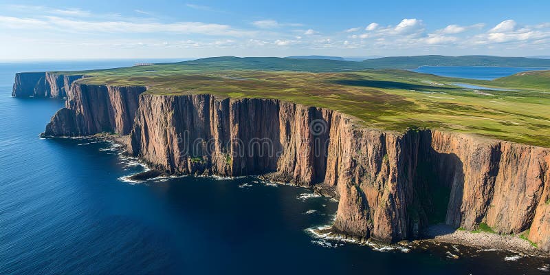 Rugged Coastline with Steep Cliffs and Blue Ocean Stock Illustration ...