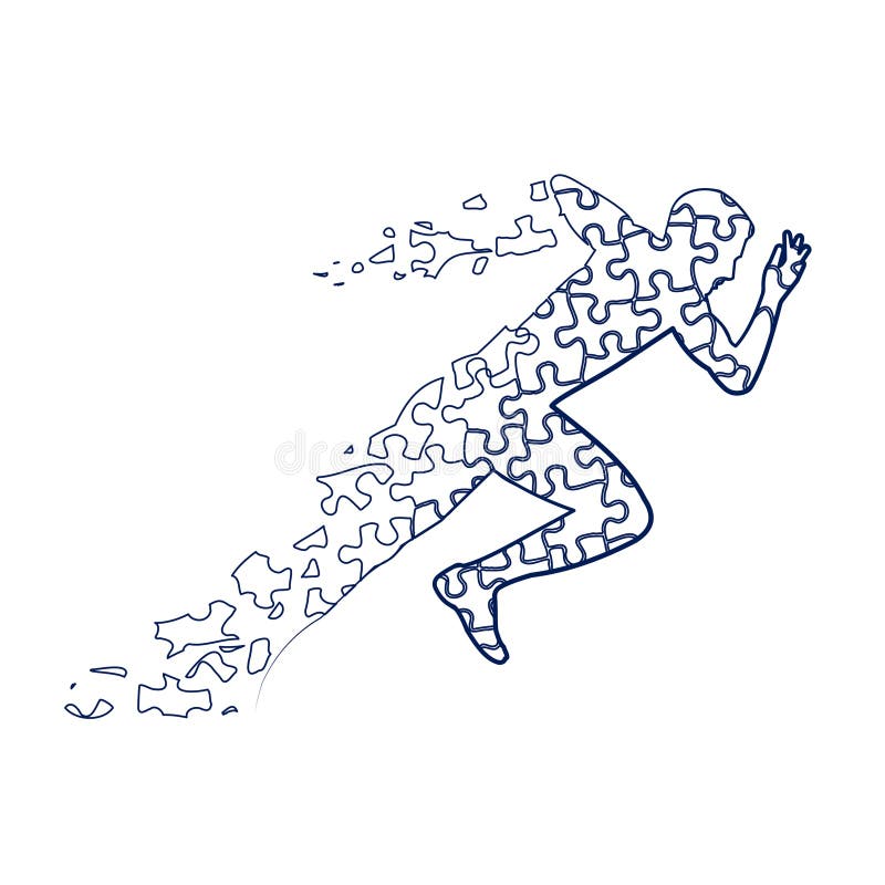 Running Puzzle Man Vector Illustration Stock Vector - Illustration of ...