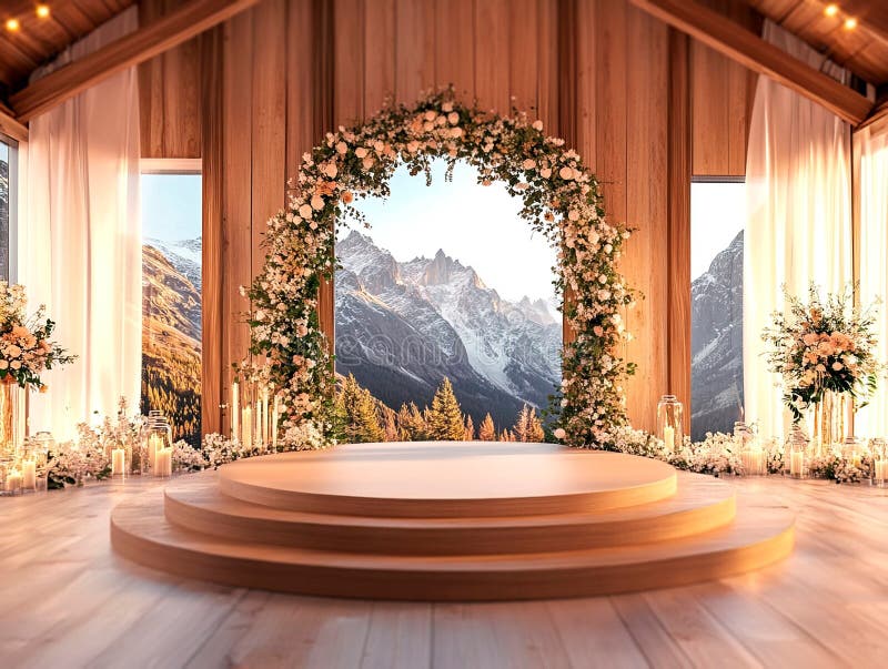 Elegant Circular Floral Wedding Arch White Backdrop Stock Photos - Free ...