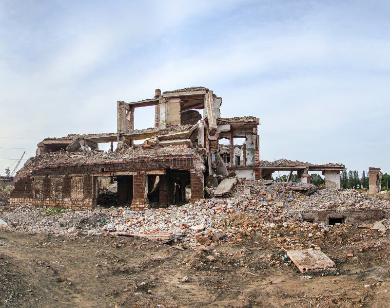 Image Shows a Scene of Destruction with Piles of Broken Concrete ...