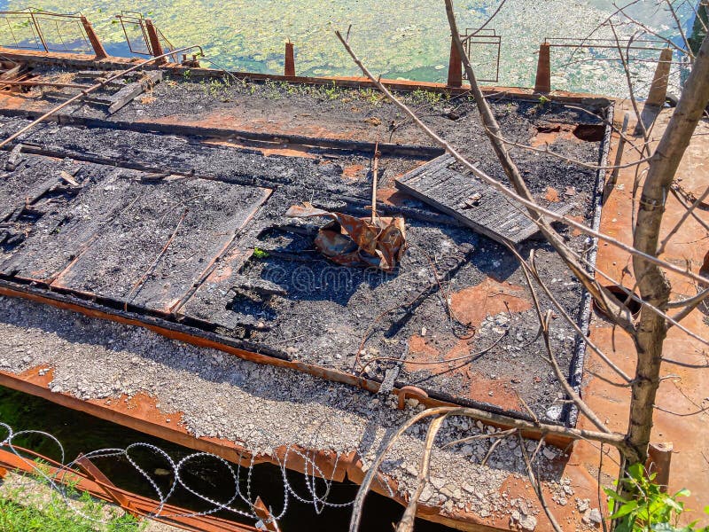 Image Shows a Scene of Destruction with a Severely Damaged Structure ...