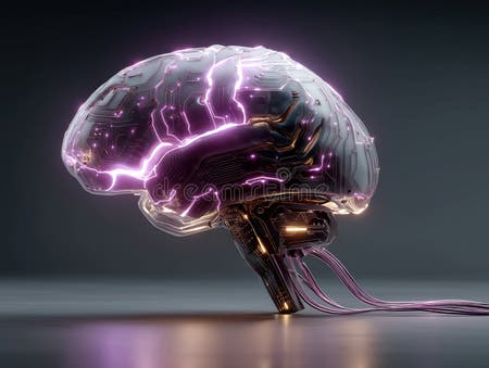 Image Shows a Science Fiction Concept of a Human Brain Augmented with ...