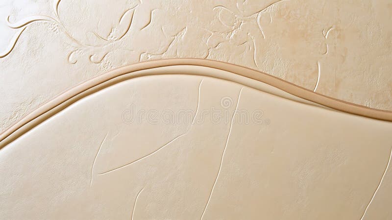 Beige Textured Wall with Curved Accent Panel Stock Image - Image of ...