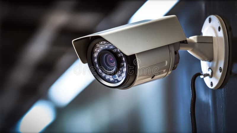 Image Shows Security Camera Attached To Wall, with Its Lens Facing ...