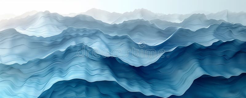 Blue Abstract Layered Wave Art Illustration Stock Image - Image of calm ...