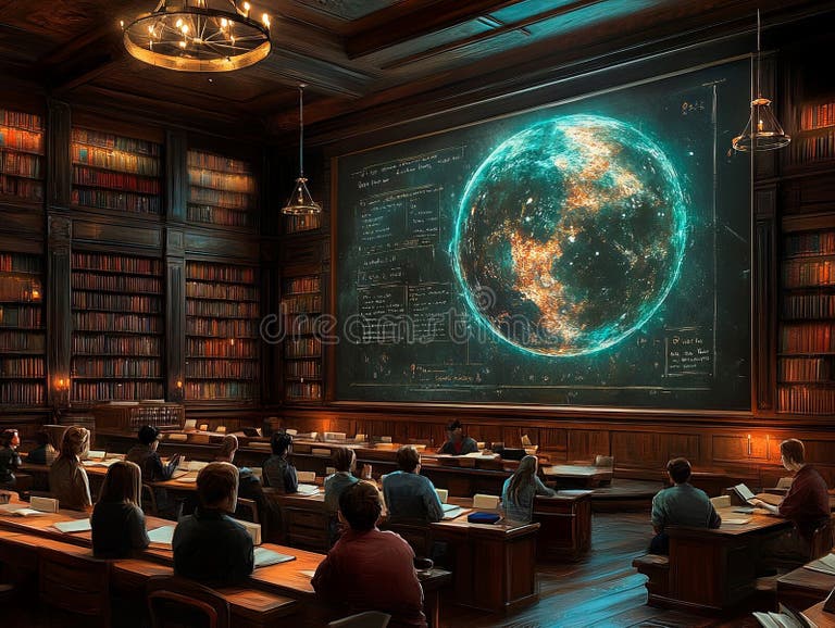 Image Shows a Serious Academic Setting, Possibly a Library or Study ...