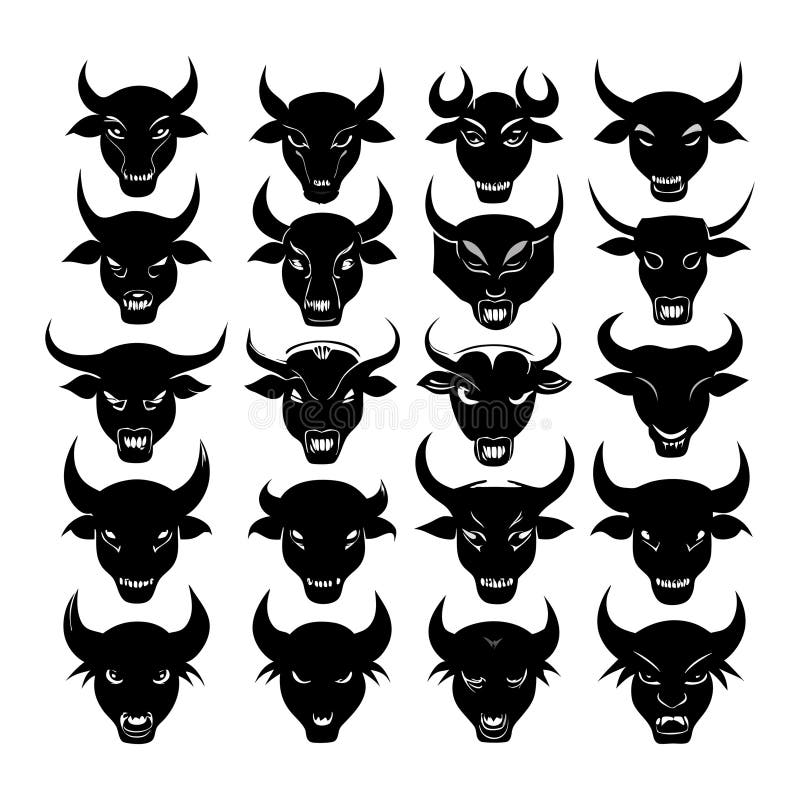 Bull Black Icon on White Background. Cow Silhouette Stock Vector ...