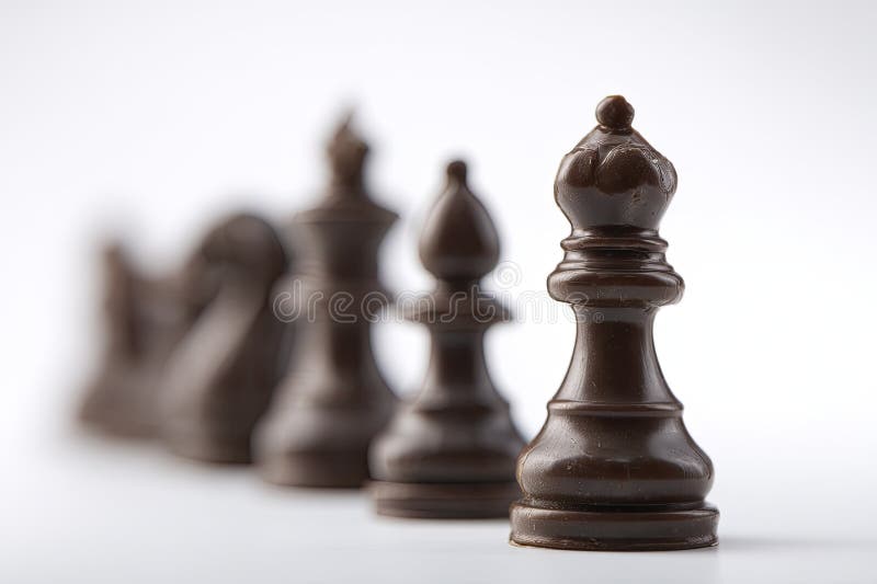 Chess Pieces on White Background, Bishop in Focus Stock Illustration ...