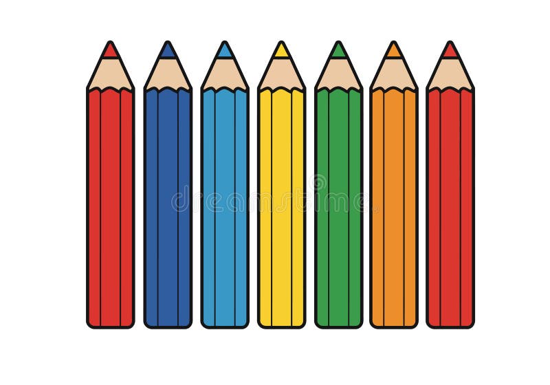 7 pencils clipart stock vector. Illustration of bright - 362856424