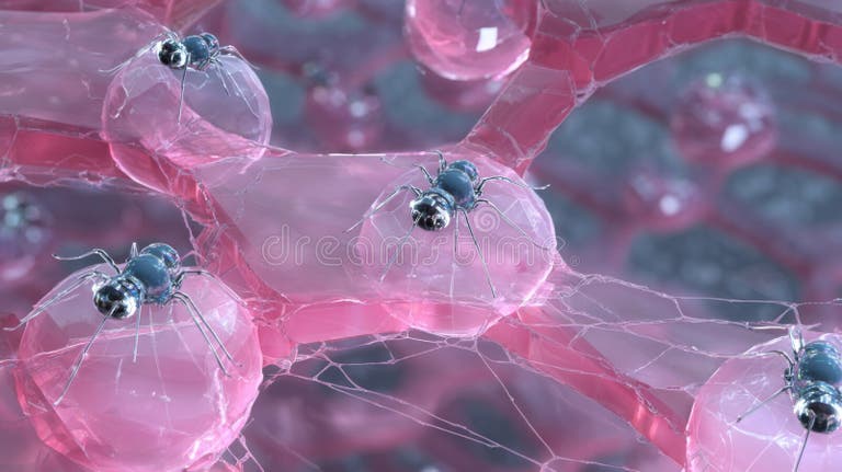 Metallic Spiders Pink Network Structure Stock Illustration ...