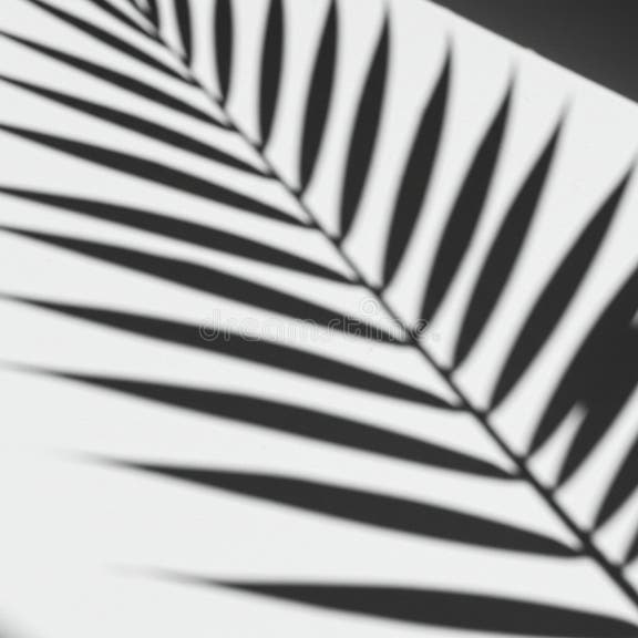 The Image Shows a Shadow of a Palm Frond Cast on a Light Surface. the ...