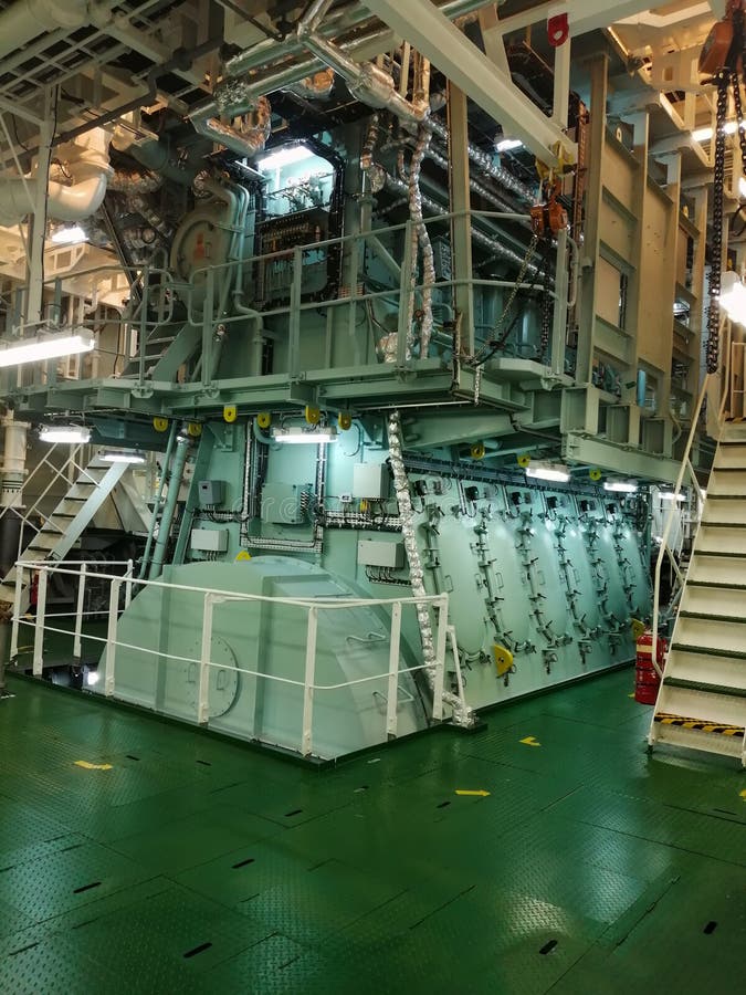 Interior of Ship S Engine Room with Complex Machinery and Controls ...