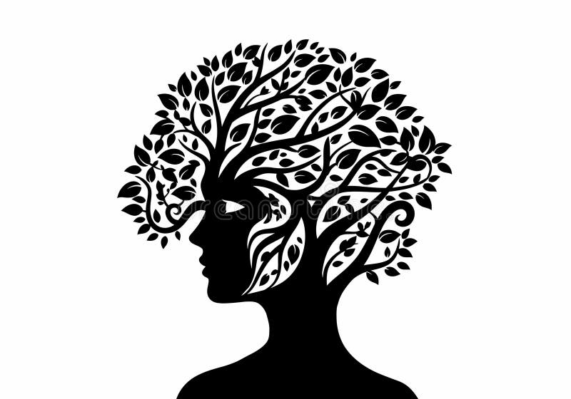 Face tree silhouette stock vector. Illustration of pattern - 378943227