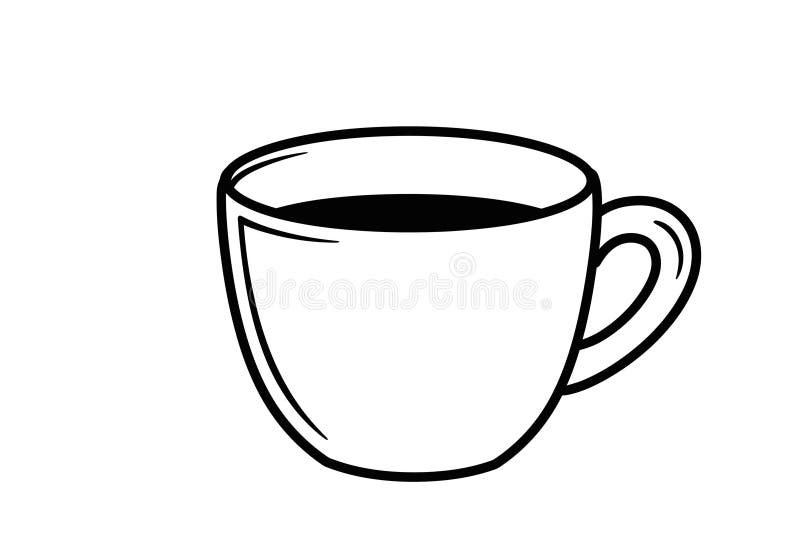 Coffee Cup Clip Art Black and White Stock Vector - Illustration of ...