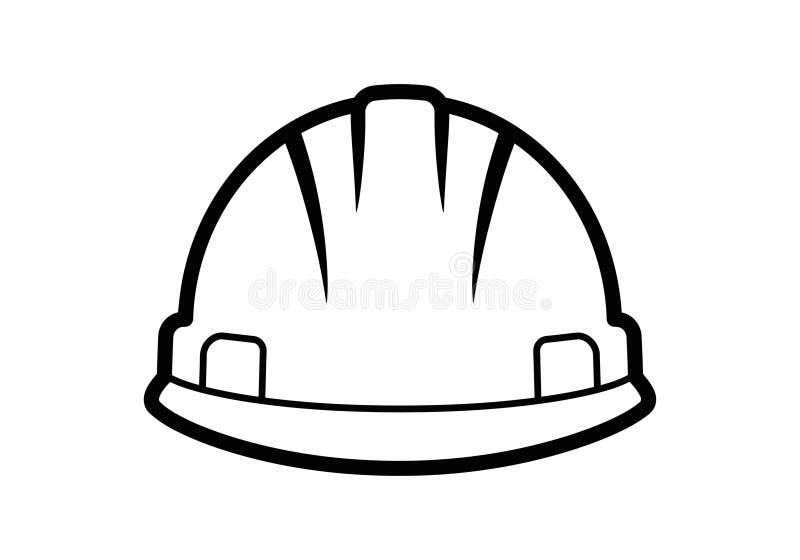 Black and White Clip Art Hard Hat. Stock Vector - Illustration of ...