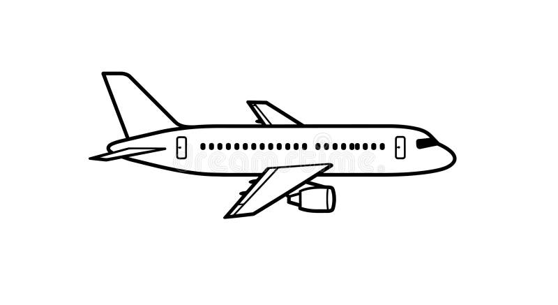 Airplane Black and White Clip Art Stock Vector - Illustration of travel ...