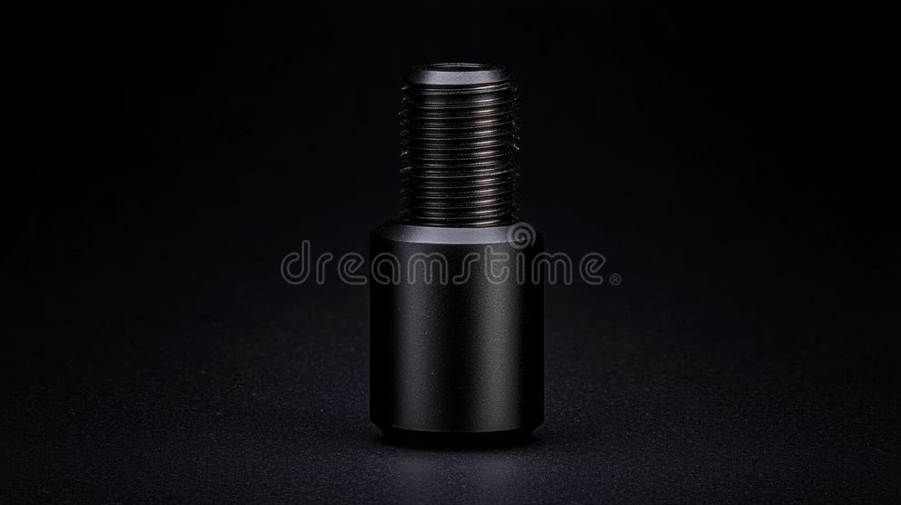 A Black Cylindrical Object with a Threaded End. Stock Image - Image of ...