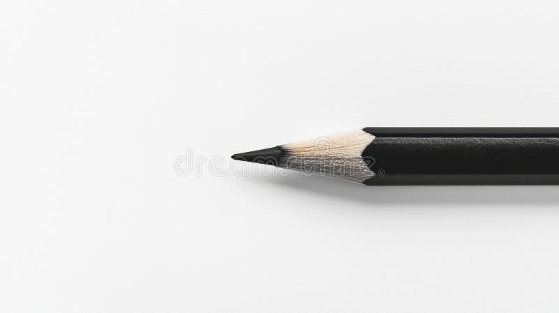 A Black Pencil with a Sharpened Tip Rests on a White Surface. Stock ...
