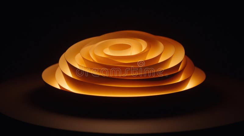 A Glowing Paper Rose on a Black Background. Stock Image - Image of ...