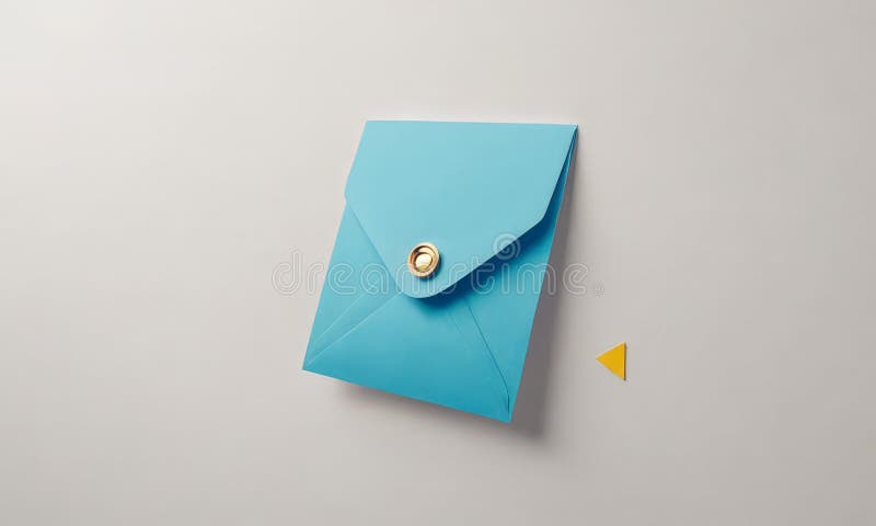 Blue Envelope with Gold Button and Small Yellow Triangle are Displayed ...