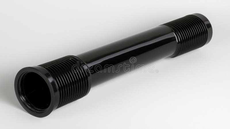 A Black Plastic Pipe with a Threaded End. Stock Photo - Image of ...