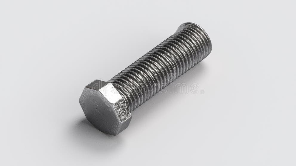 A Silver Bolt with a Hexagonal Head and Threaded Shaft. Stock Image ...