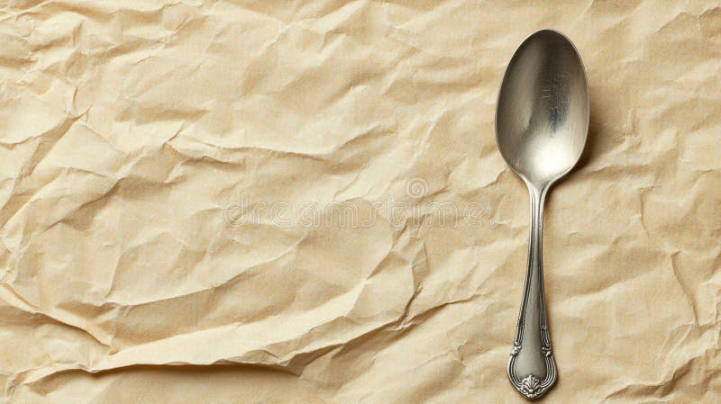 A Spoon on a Piece of Paper. Stock Image - Image of shiny, crumpled ...