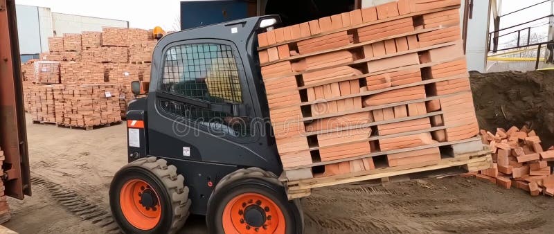 Skid Steer Loader with Bricks Stock Footage - Video of manufacturing ...