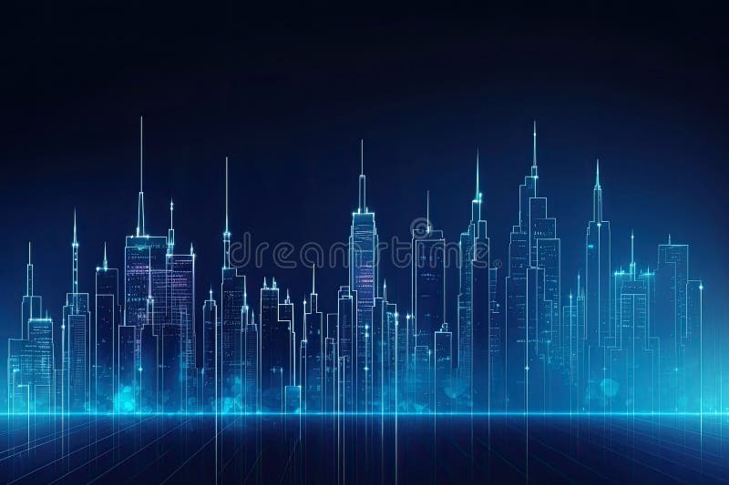 Business Technology Building Lines Skyline - Generative AI Stock ...