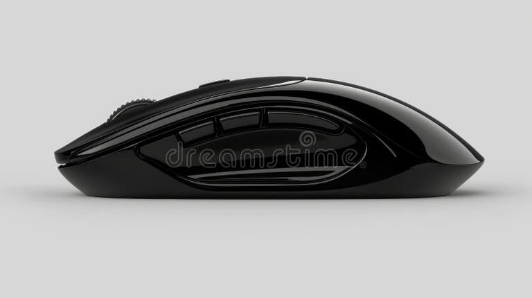 A Sleek Black Computer Mouse with a Scroll Wheel and Three Buttons ...