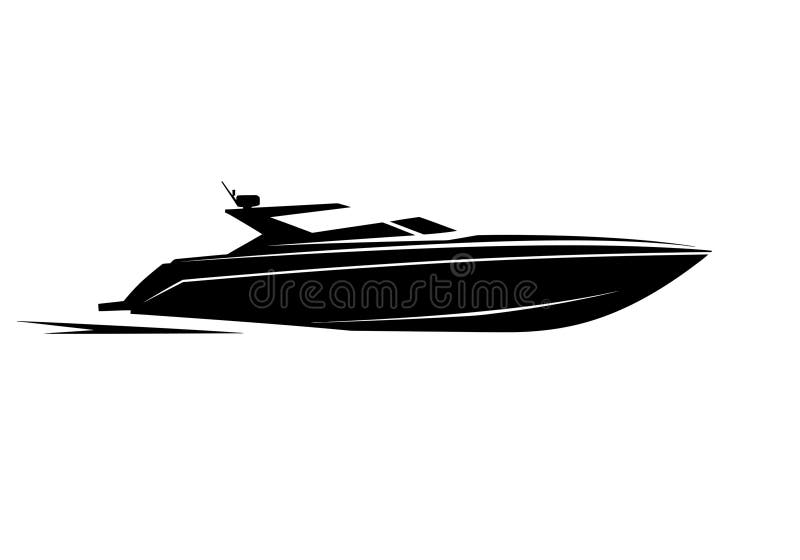 Speed boat silhouette stock vector. Illustration of sleek - 376283384