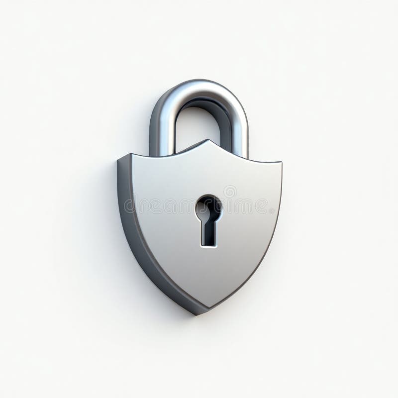 Modern Shield Padlock. Icon of Safety and Security. Stock Illustration ...