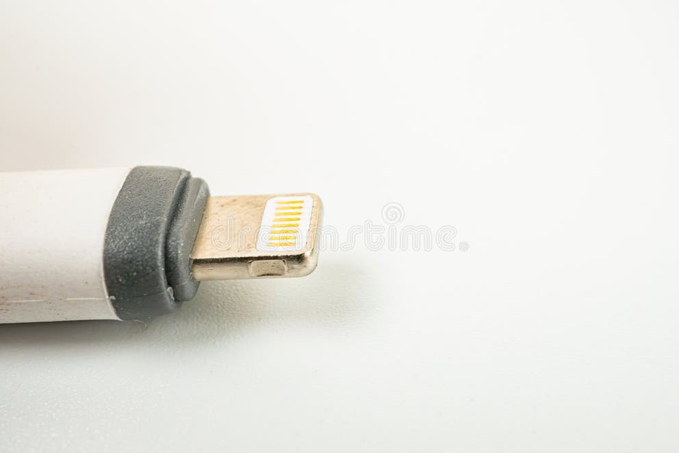 Image Shows a Slightly Worn IPhone Charging Cable with Its USB ...