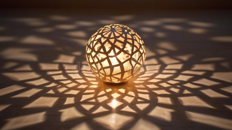 A Small Lamp with a Patterned Shade Casting a Warm Glow. Stock Image ...