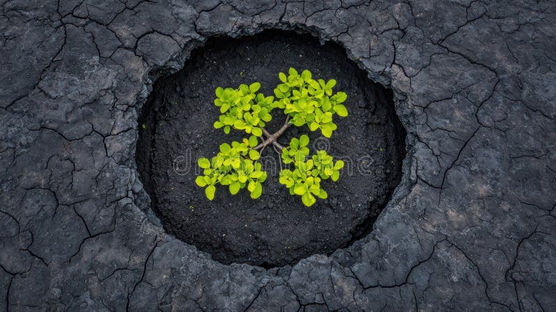 A Small Tree Growing in a Crack in the Ground. Stock Photo - Image of ...