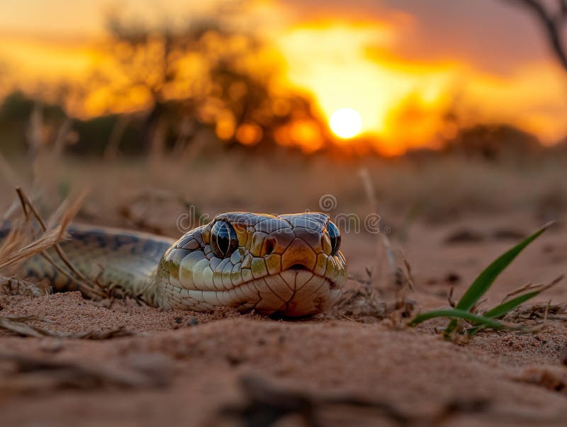 The Image Shows a Snake on the Ground, Curled Up and in a State of ...