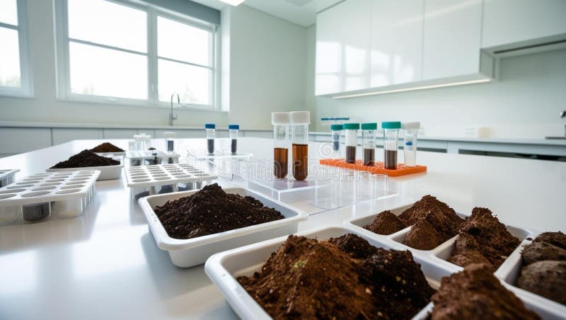 Soil Testing in a Laboratory Stock Illustration - Illustration of ...