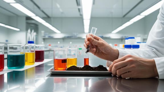 Soil Testing in a Laboratory Stock Illustration - Illustration of ...