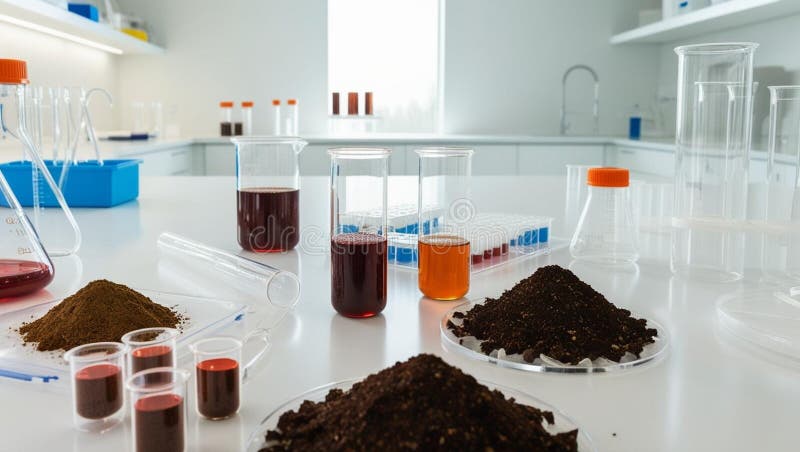 Soil Testing in a Laboratory Stock Illustration - Illustration of ...